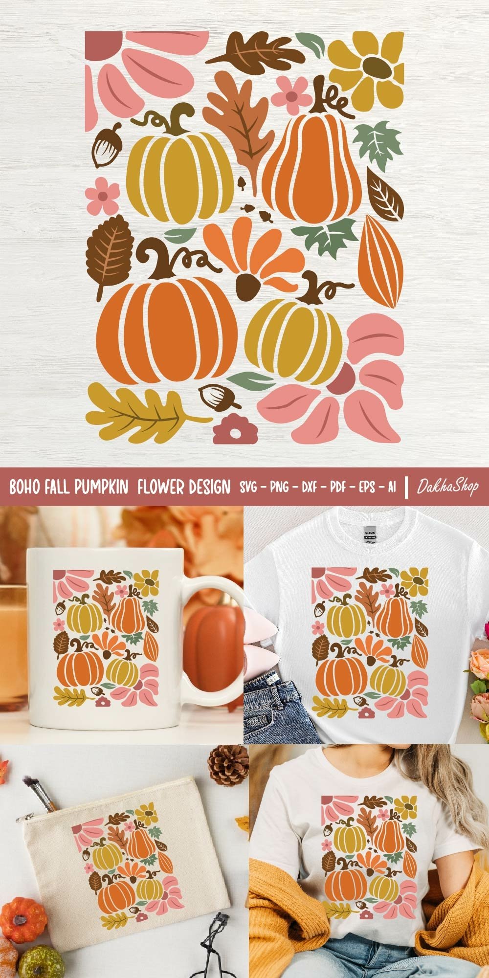 Boho Fall Autumn SVG Fall Pumpkin SVG Fall Svg Thanksgiving