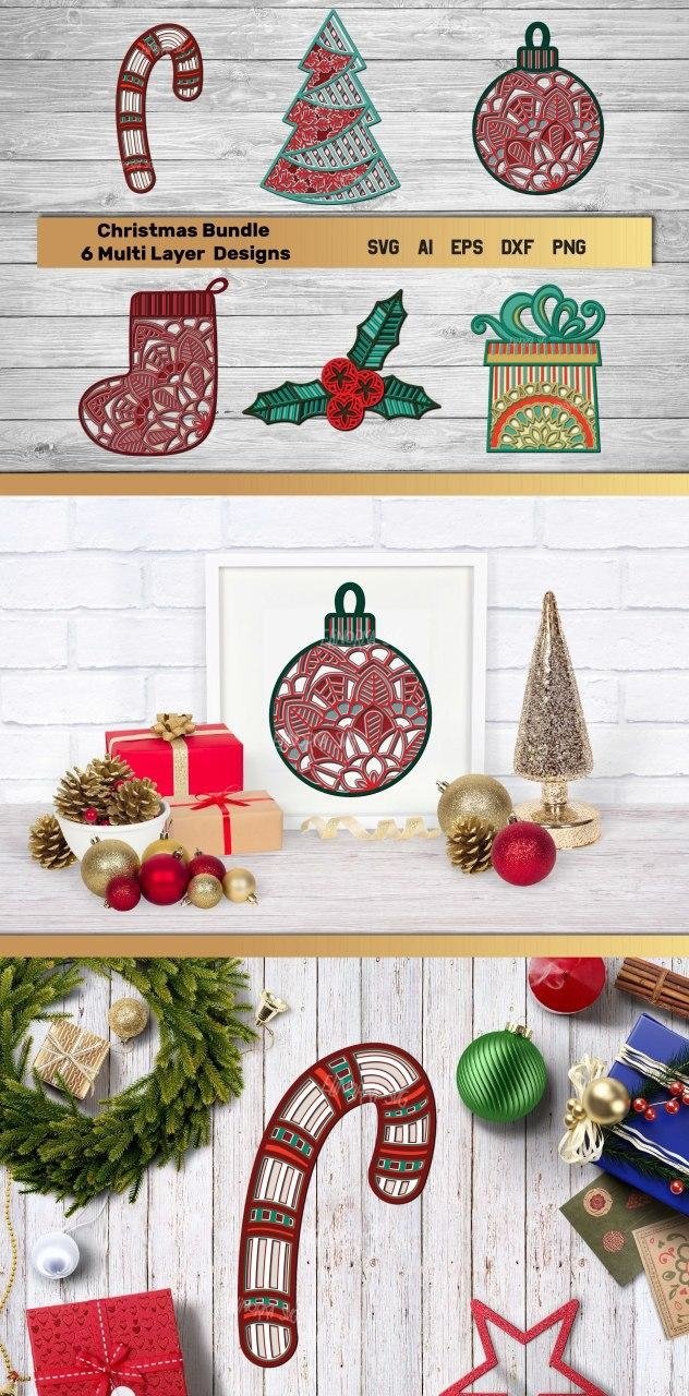 Christmas SVG Bundle | Multi Layer svg | 3d Layered Cut File