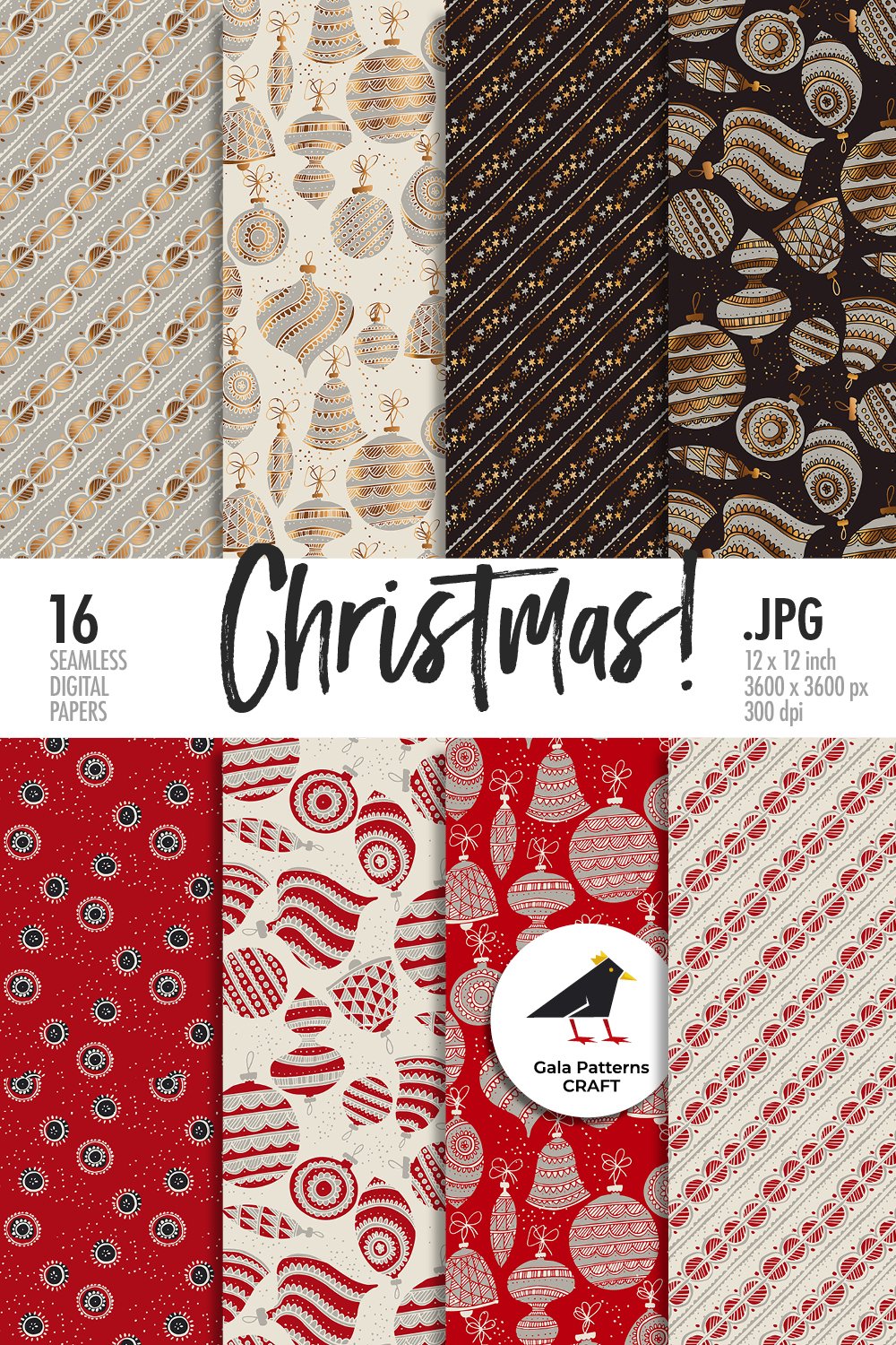 Christmas Digital Paper Seamless Pattern | Xmas Scrapbook