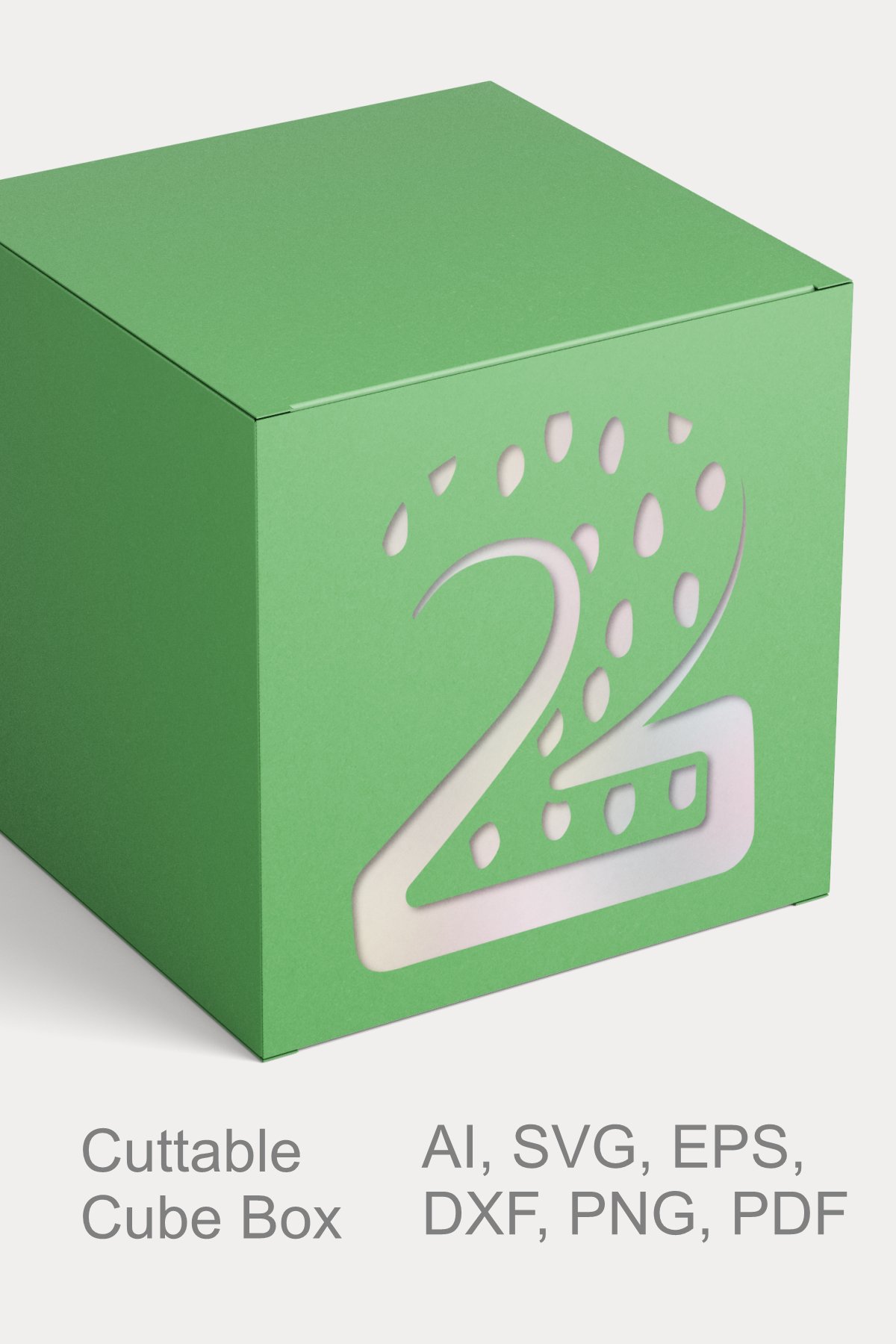 Number 2 Cube Gift Box Paper Cut SVG Template