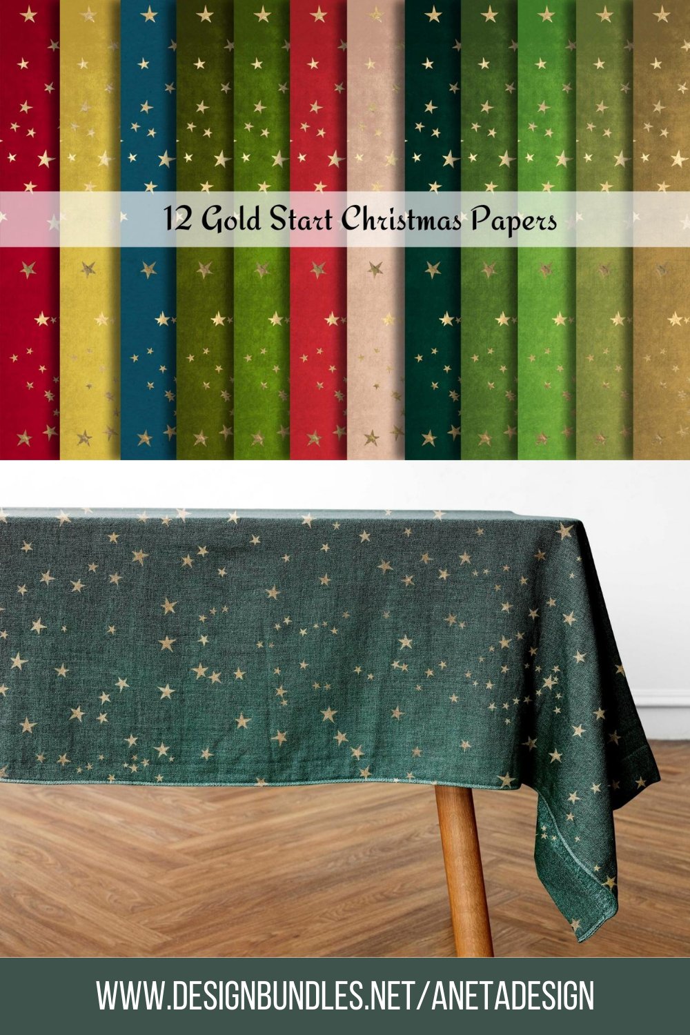 Christmas Golden Stars Digital Papers (2497748)