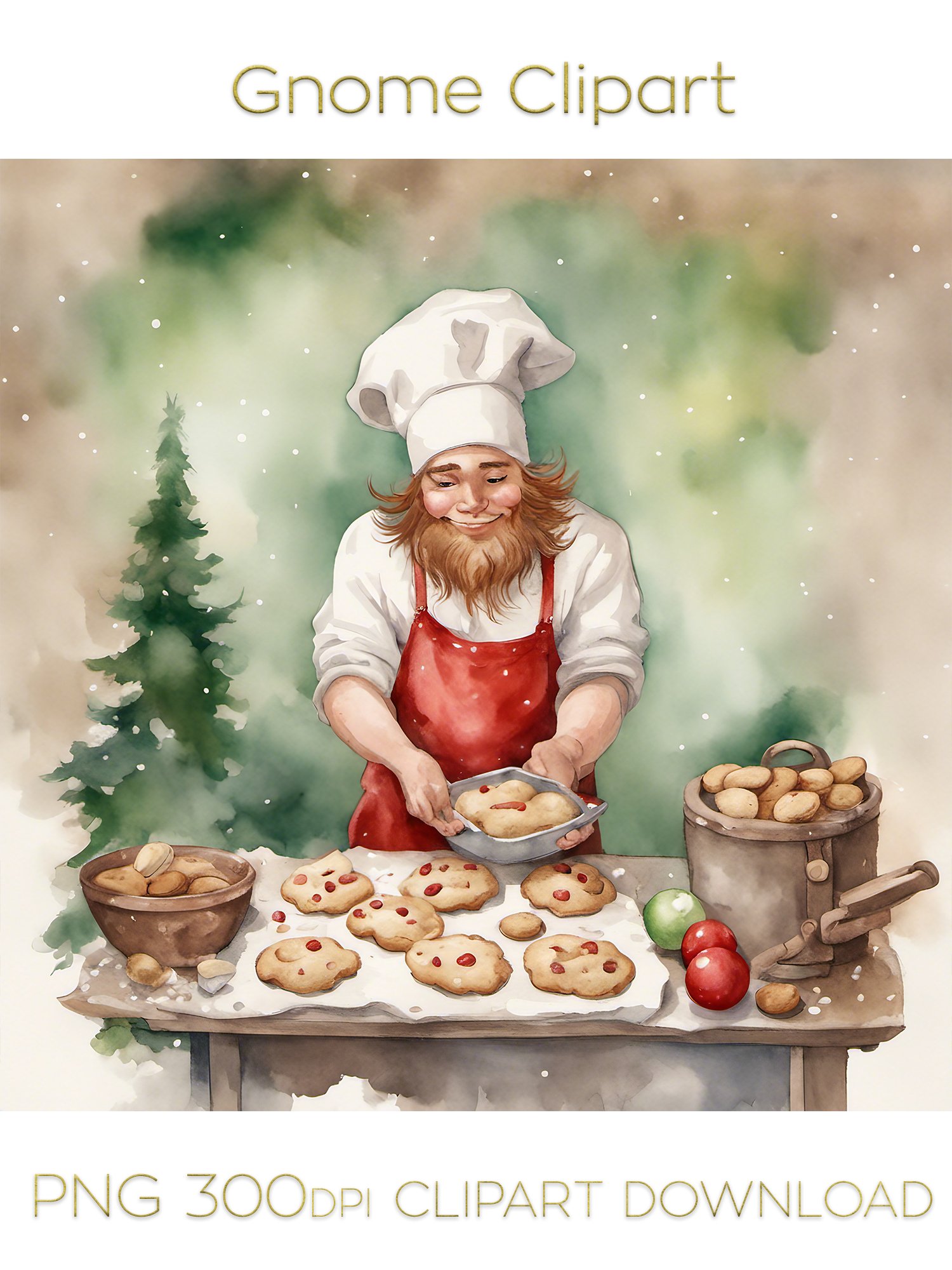Christmas Gnome Clipart Watercolor gnomes PNG JPEG (2806638)