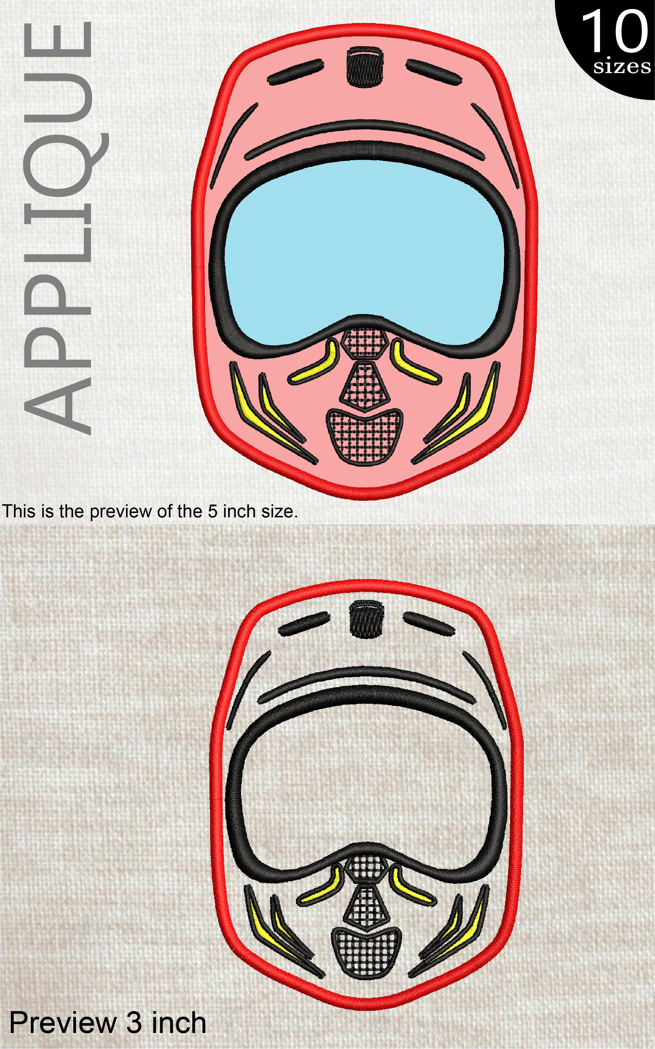Applique Motocross Helmet - Embroidery Files - 94e