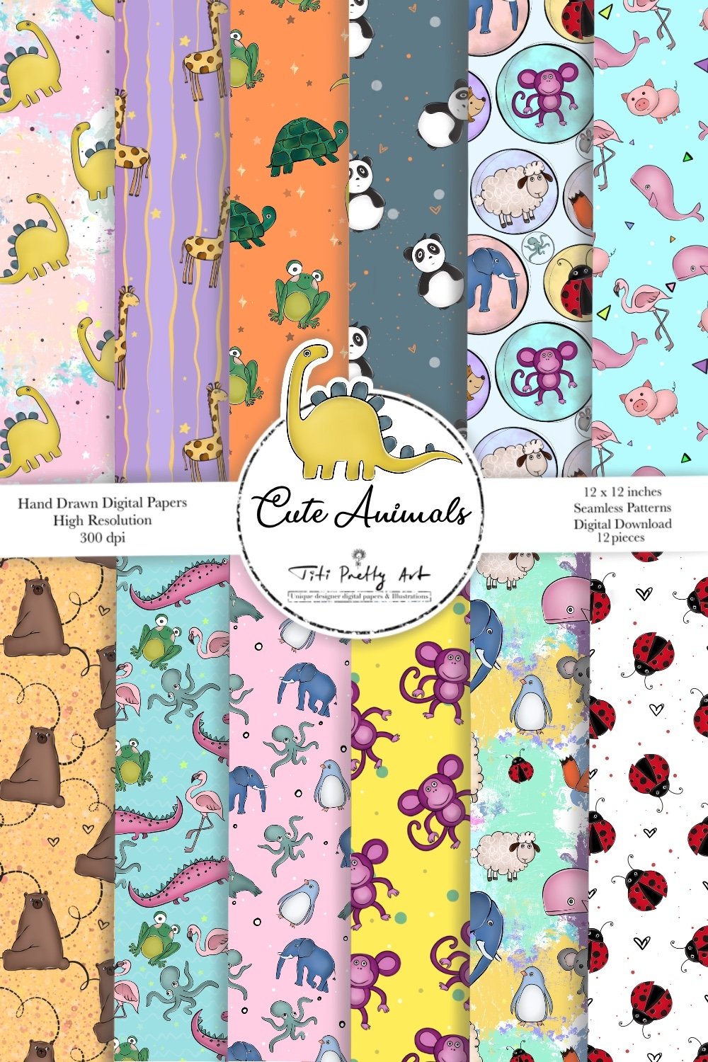 Cute Animals Seamless Digital Paper for your Craft projects