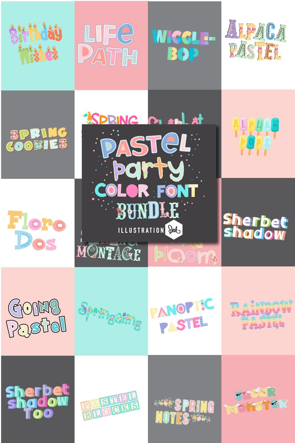 Pastel Party Color Font Bundle
