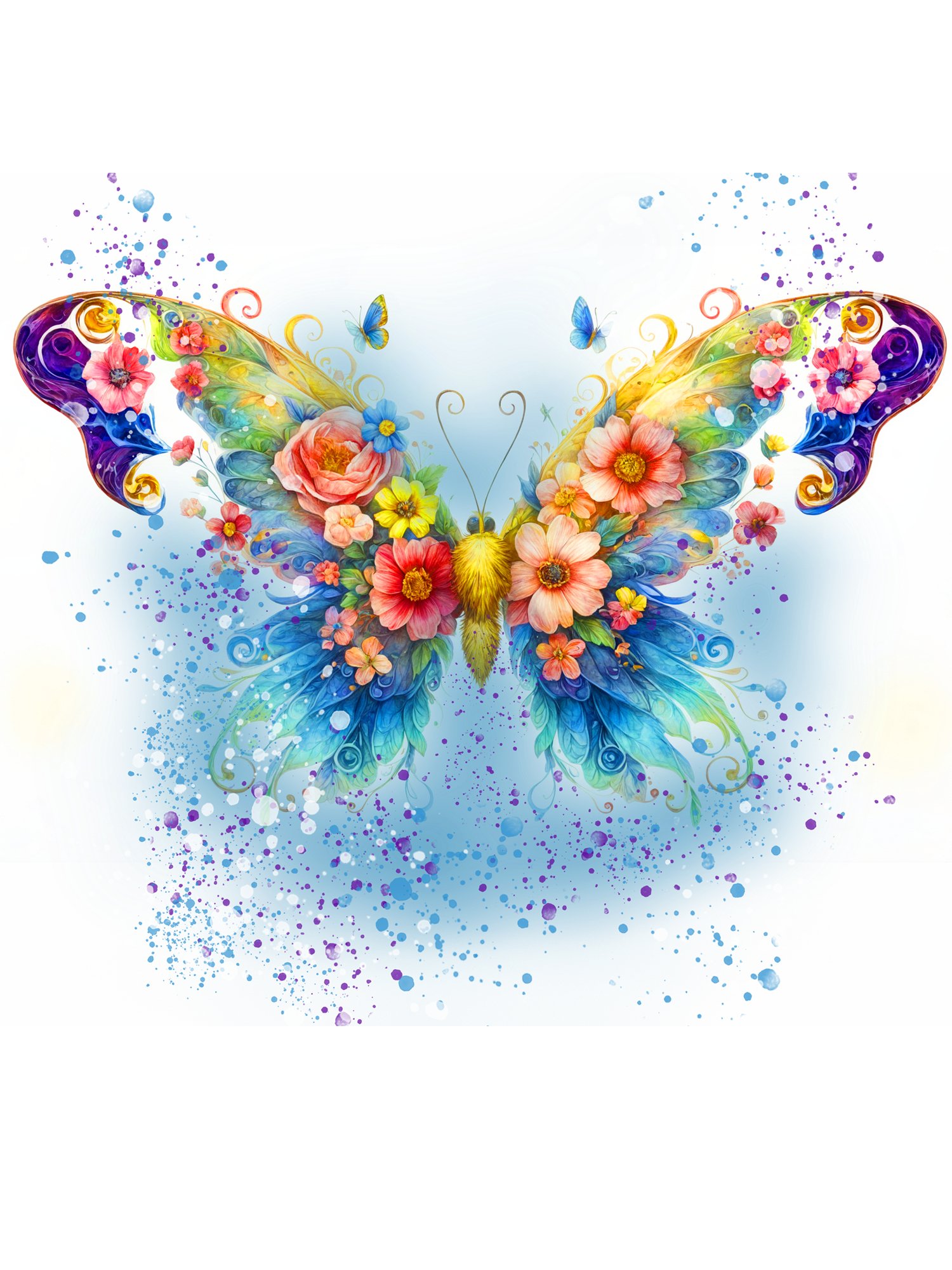 Butterfly Drawing Aesthetic Colorful Watercolor Illustration