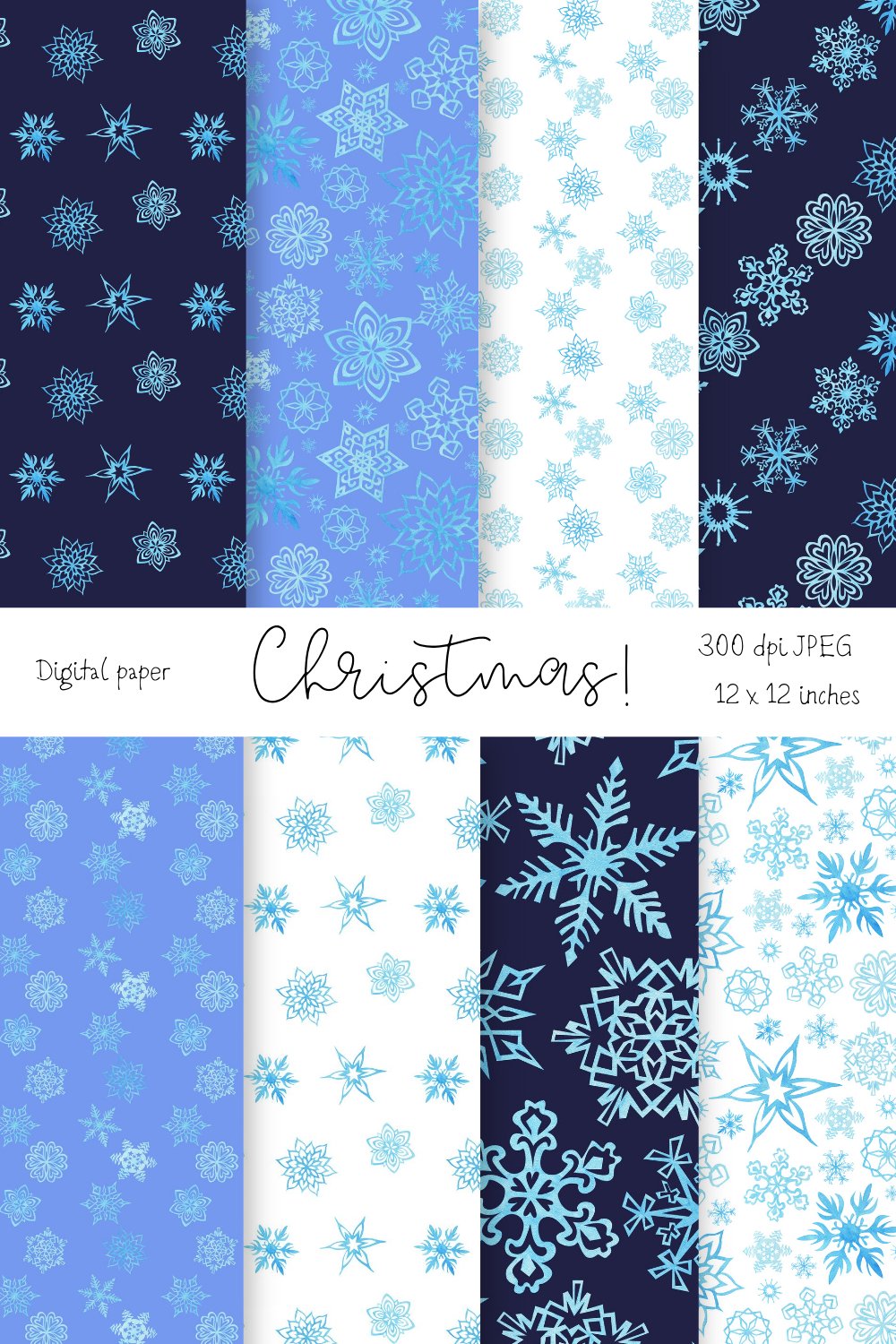 Christmas digital paper, snowflakes Christmas pattern