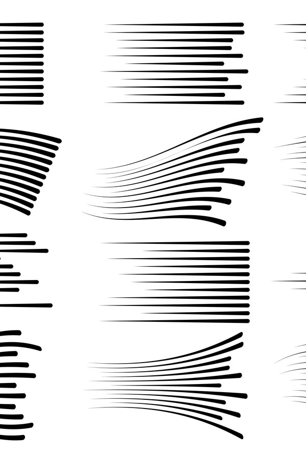 Horizontal speed motion lines. Fast line vector symbols isol