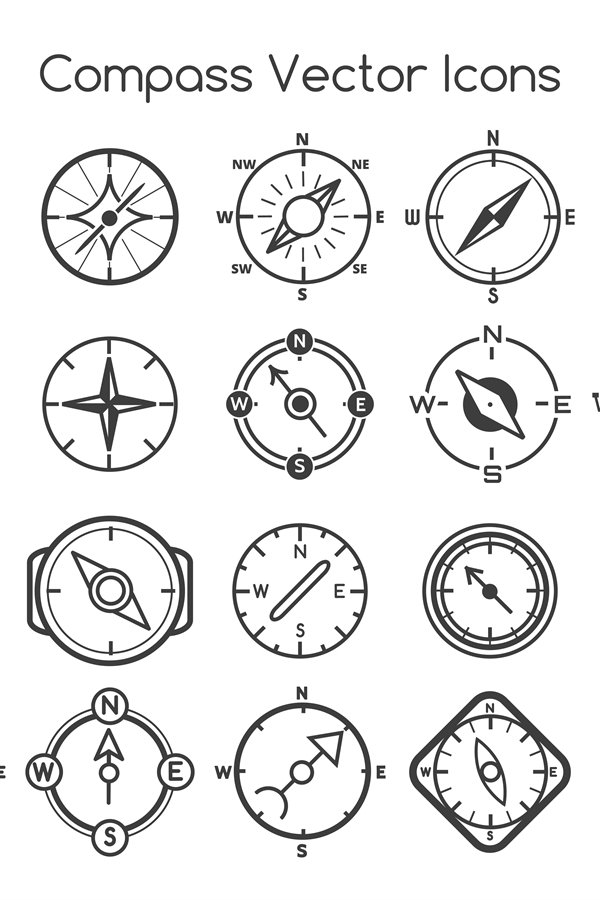 Compass line icons