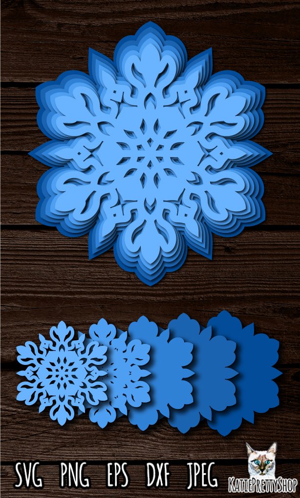 3D Layered Snowflake SVG, Christmas Papercut, (1100927)