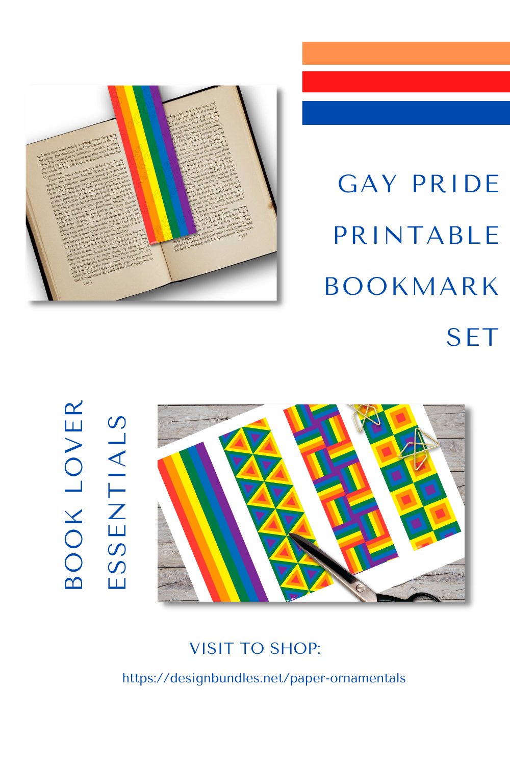 Bookmark, Printable Bookmark Set, Gay Pride Bookmarks