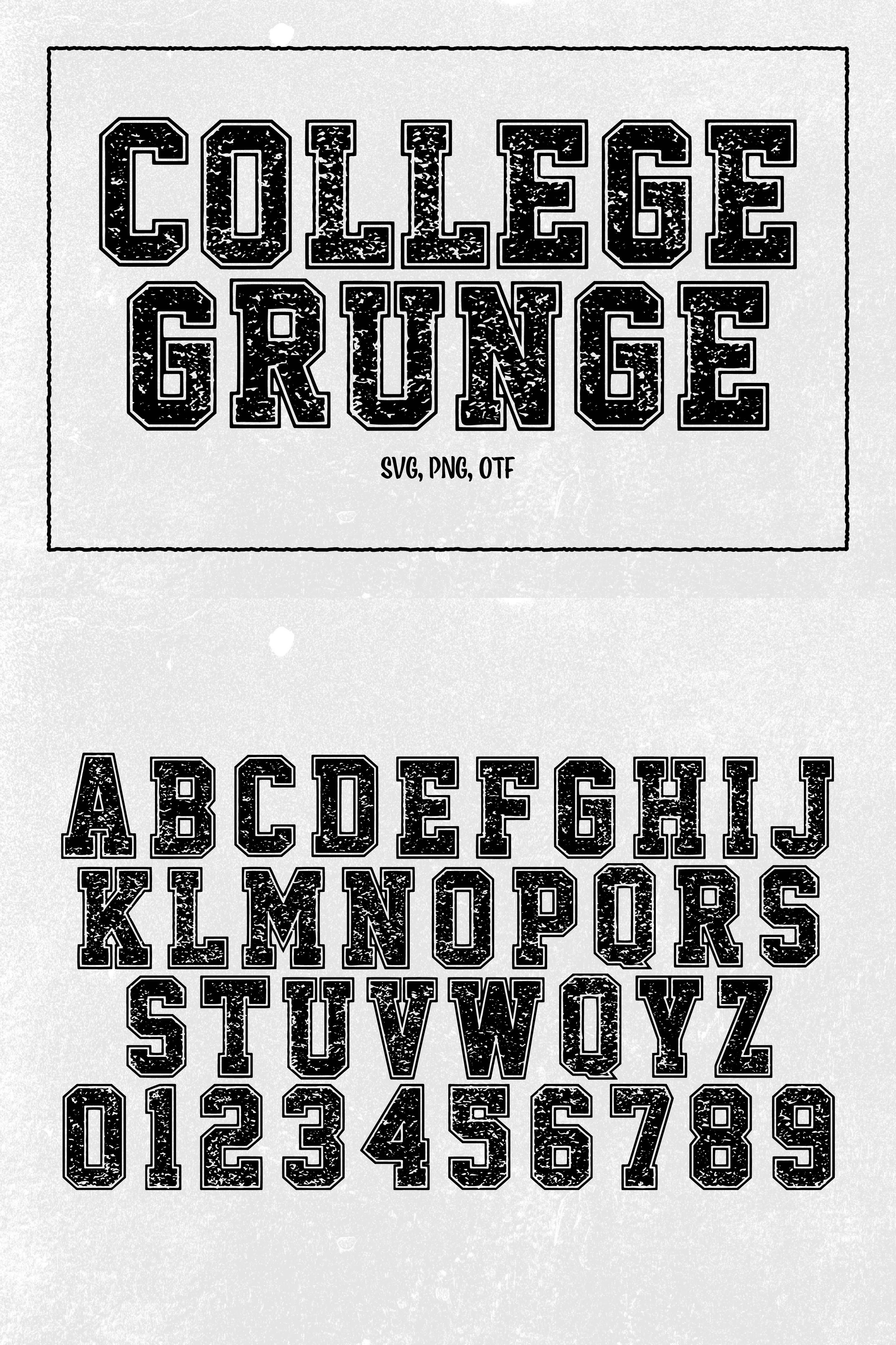 College Grunge Font OTF & Alphabet SVG Files