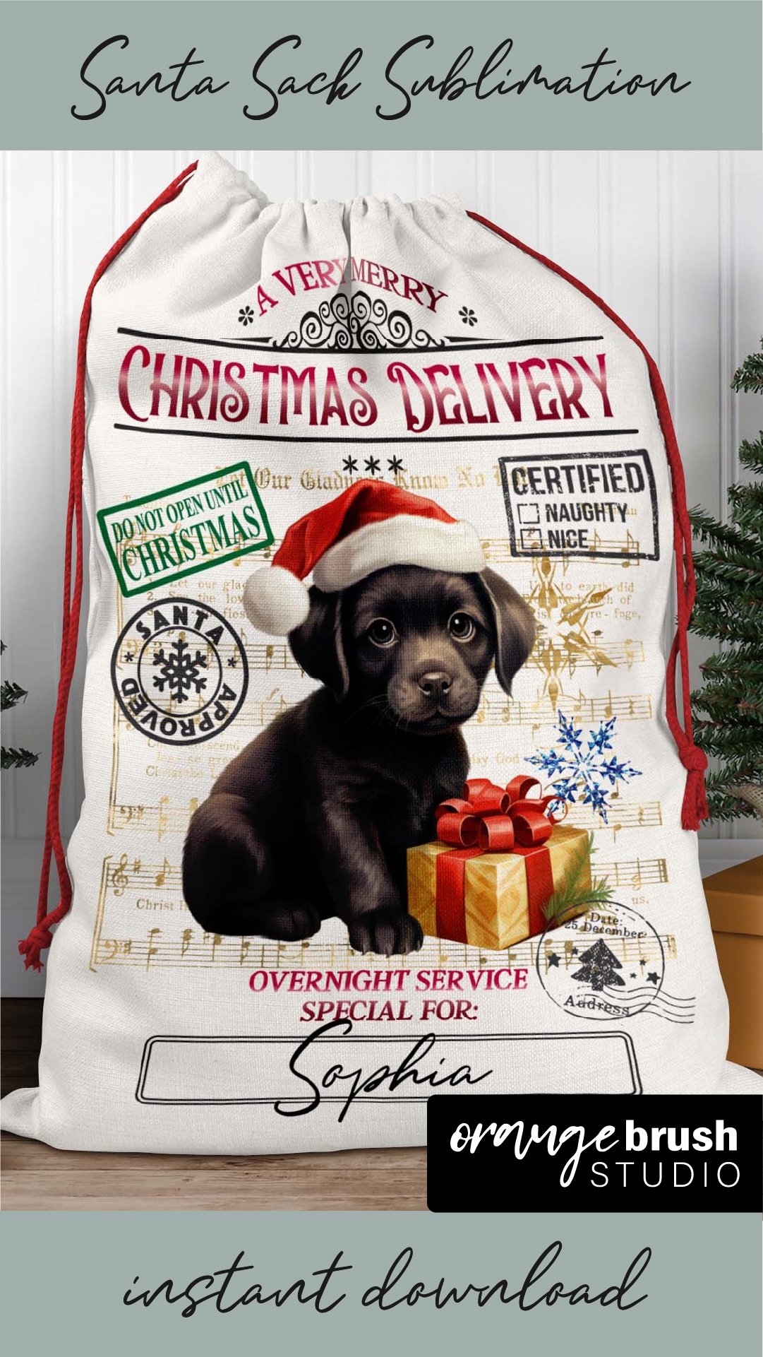 Santa Sack Sublimation Design, Christmas Gift Bag (2722950)