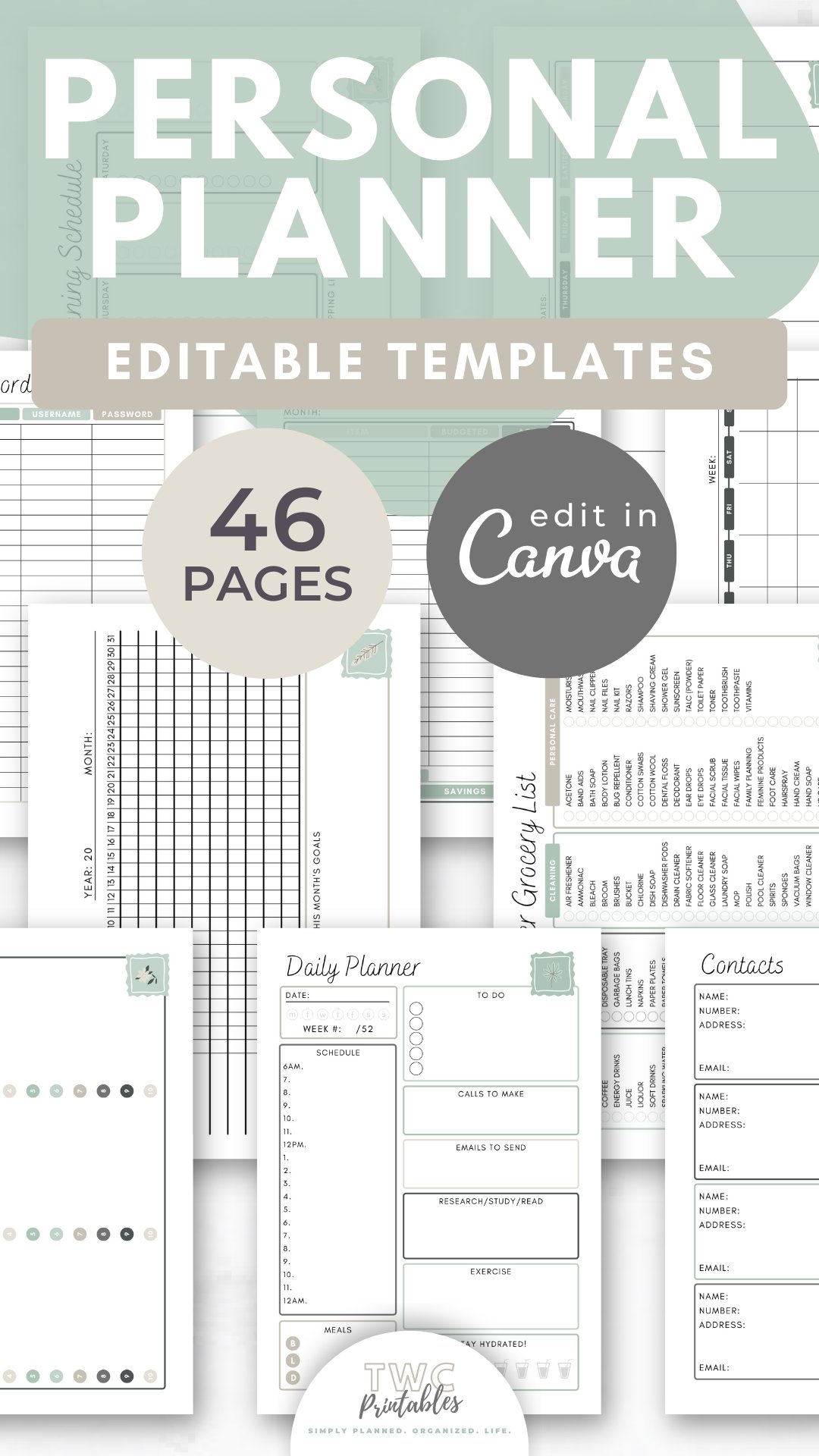 personal planner canva templates