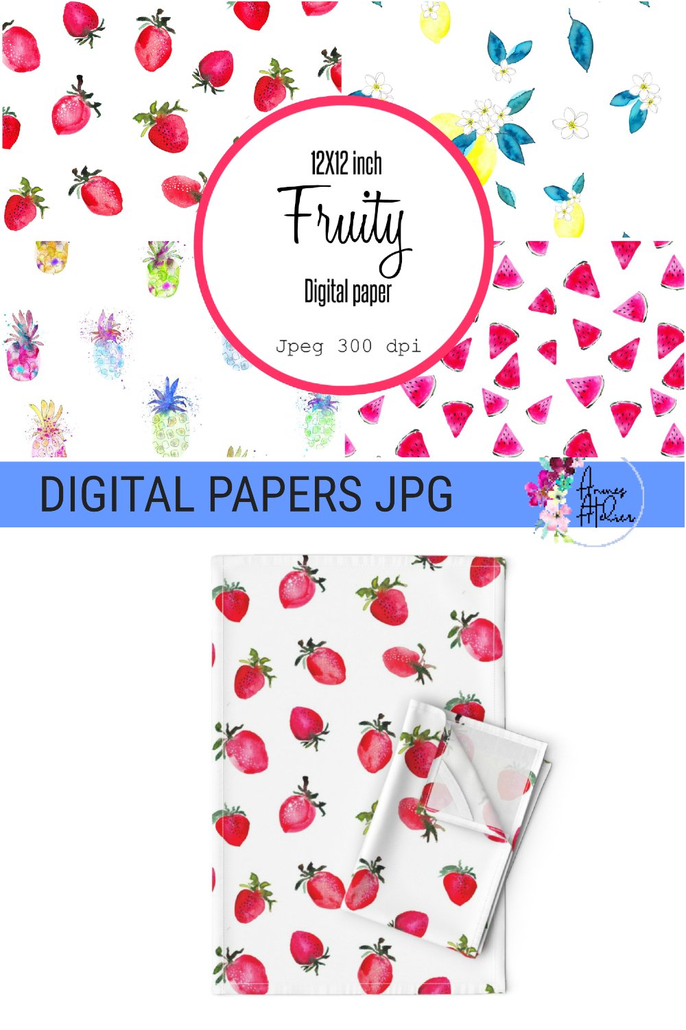Fruits Digital Paper Backgrounds Summer Style