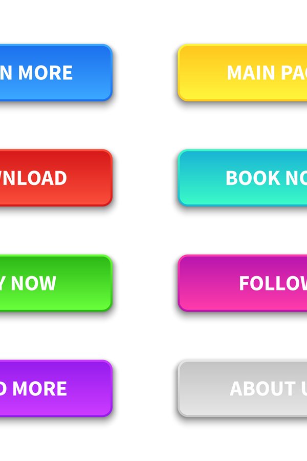 Ui buttons. Colored trendy flat button. Buy, now (948641)