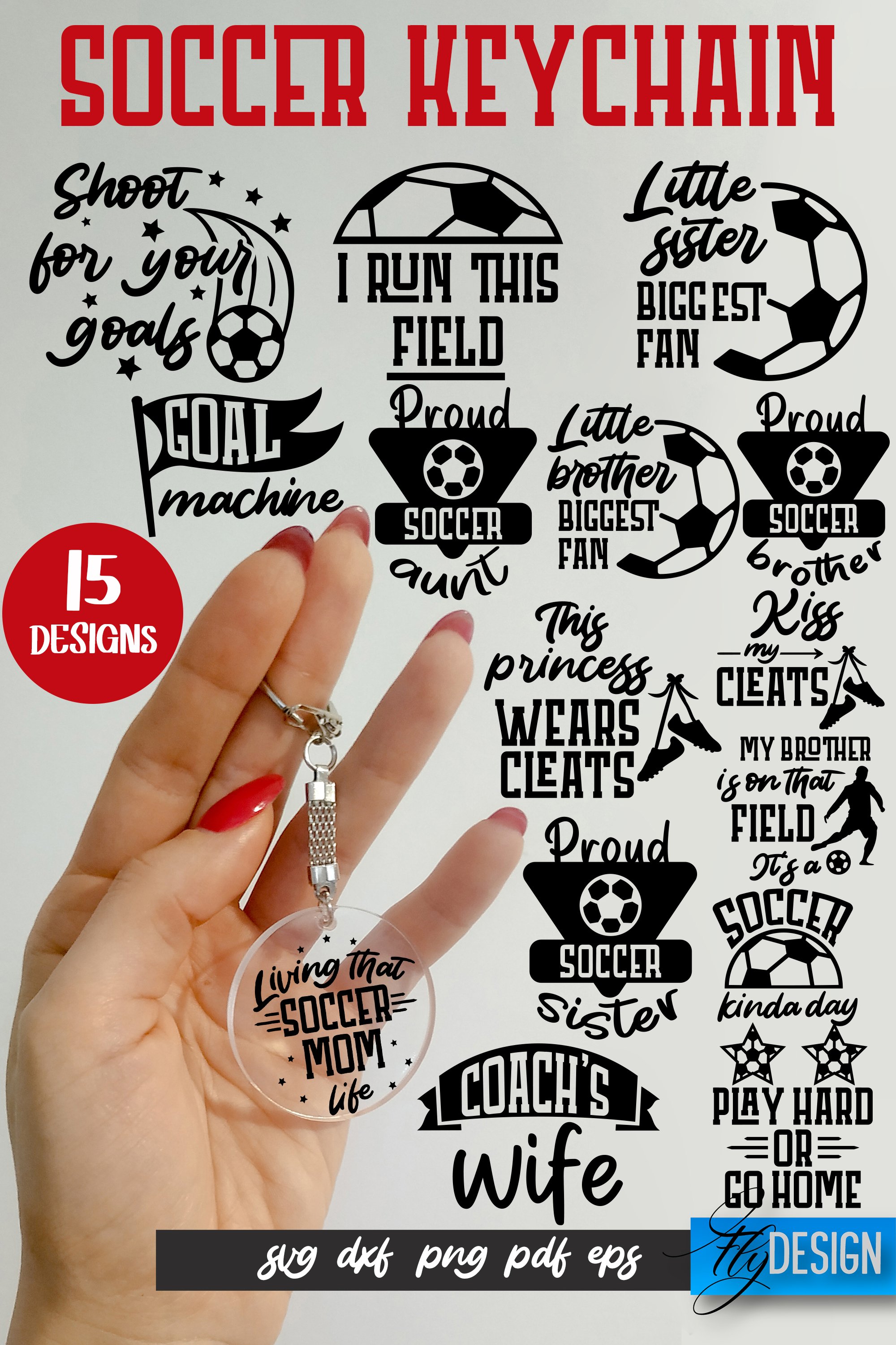 Soccer Keychain SVG Bundle | Sports SVG | Soccer Mom Key Svg