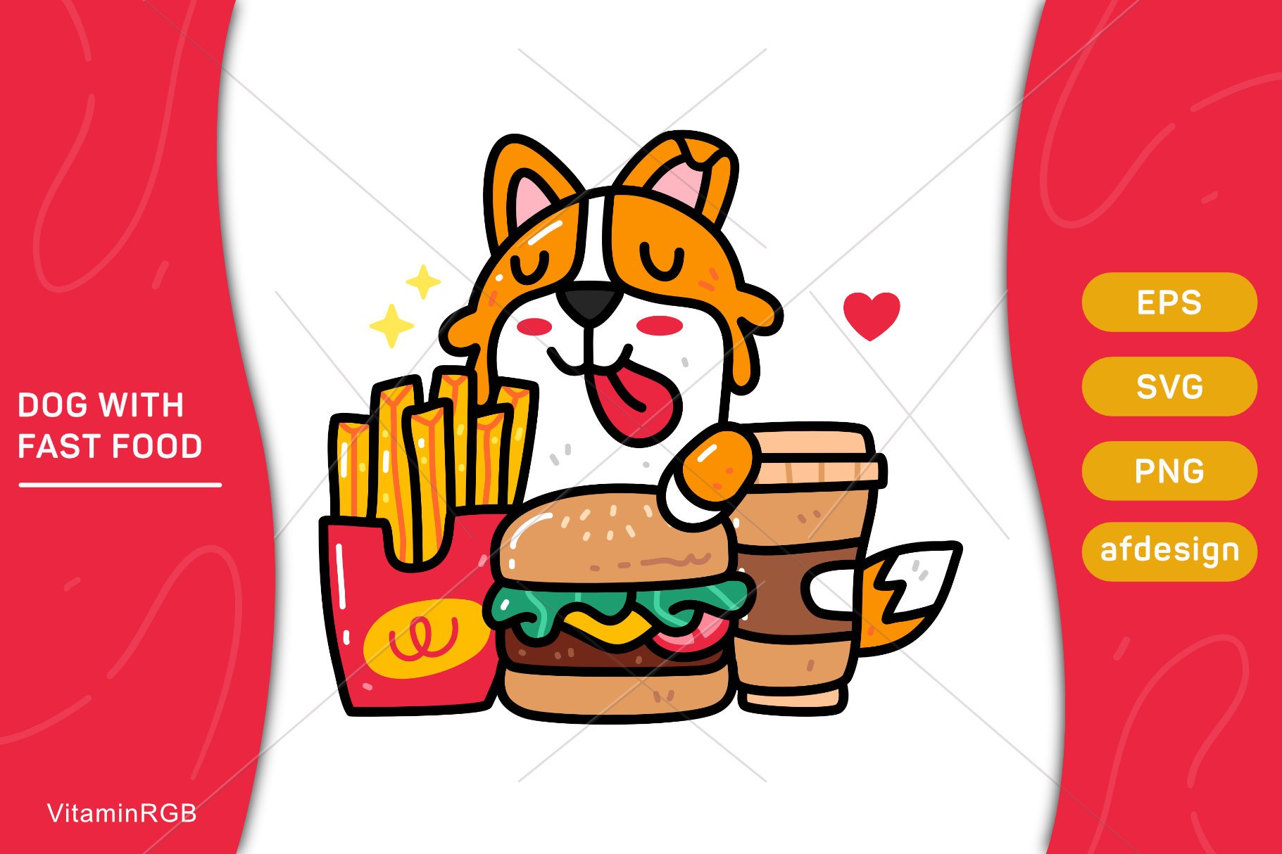 Dog with fast food doodle