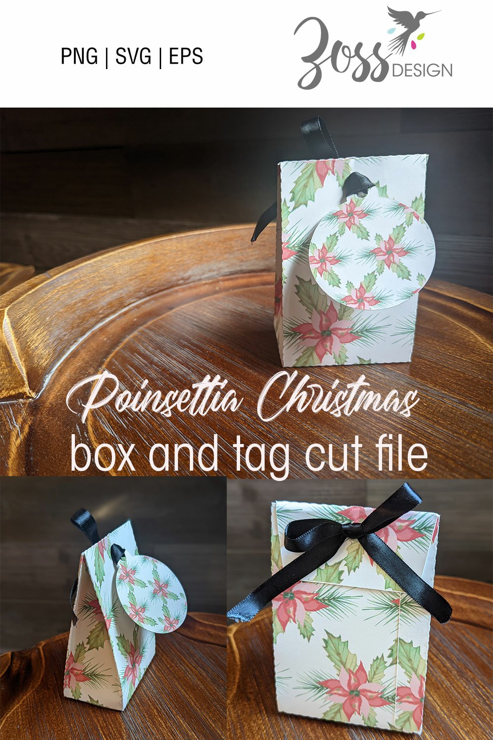 Christmas Poinsettia Gift Card Or Candy Box Svg