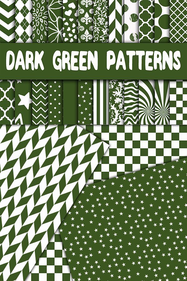 Dark Green Patterns Digital Paper
