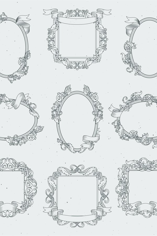 Vintage borders and victorian ribbons. Vector set in retro s