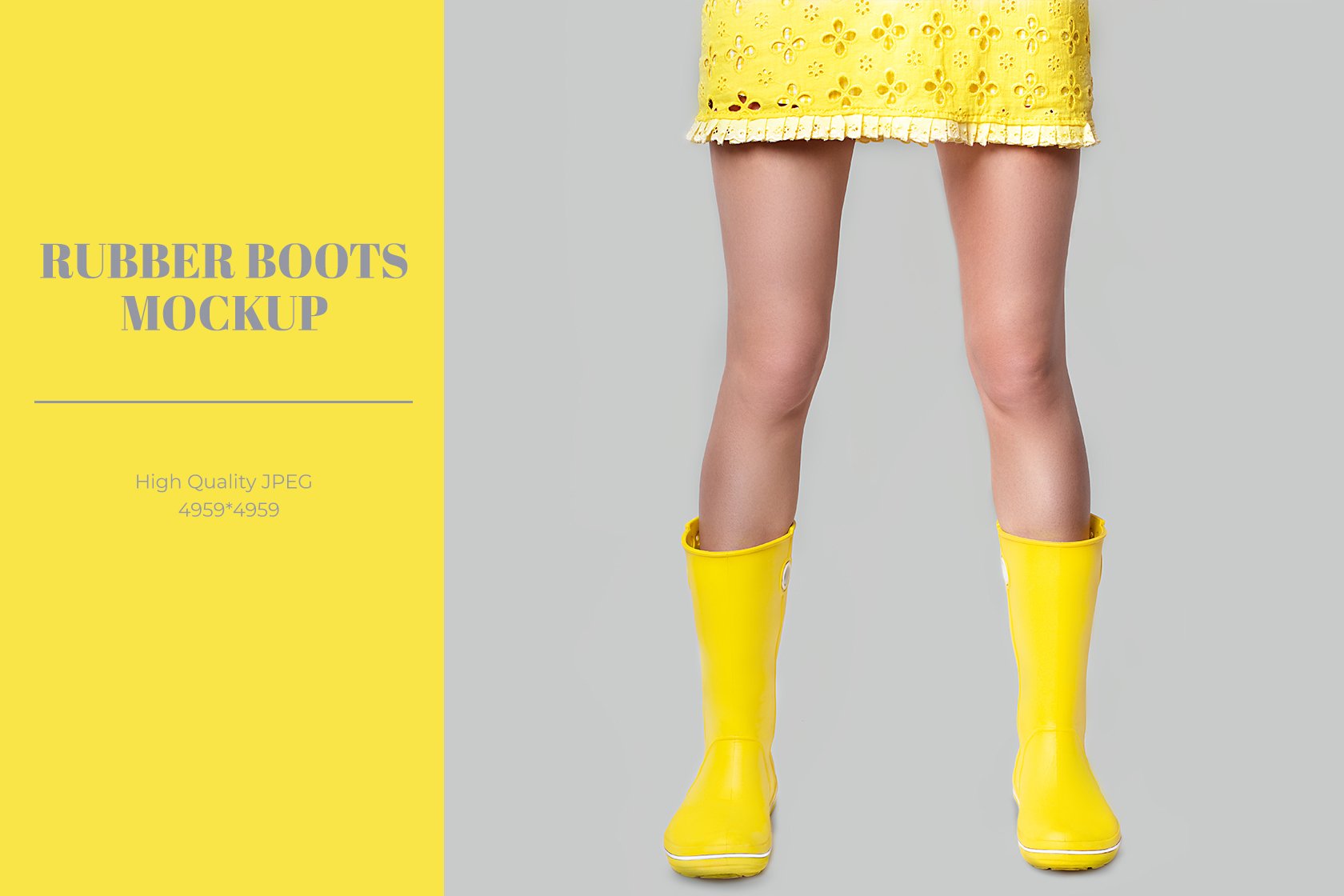 Fashion rubber boots mockup on gray background (1174794)