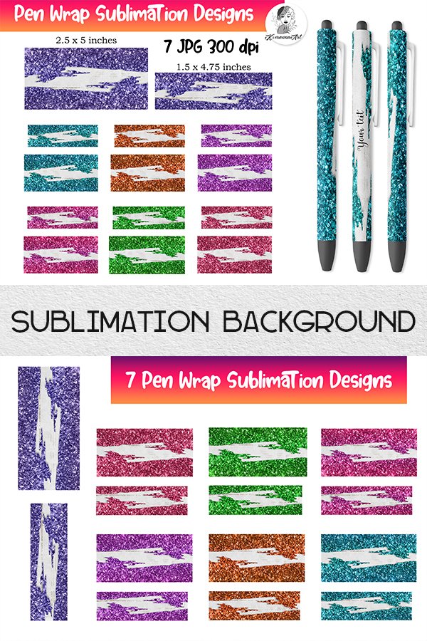 Sublimation pens PNG / Glitter Pen Wrap Sublimation