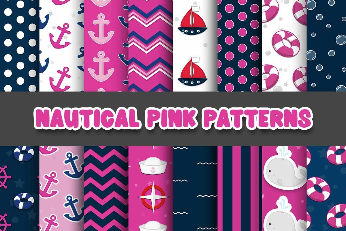 Nautical Pink Digital Papers Patterns