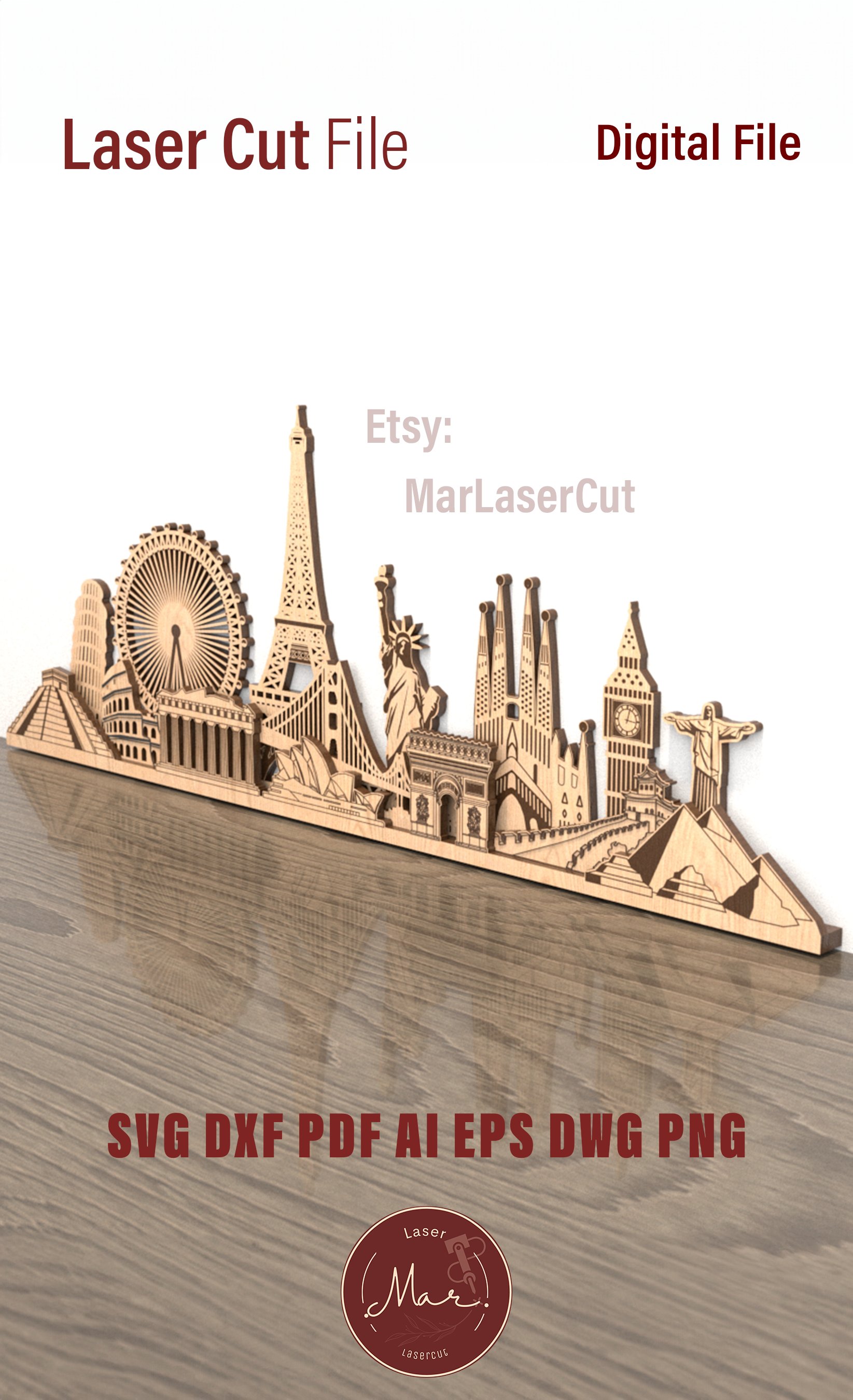 3D SVG Laser Cut WORLD LANDMARKS BUILDINGS