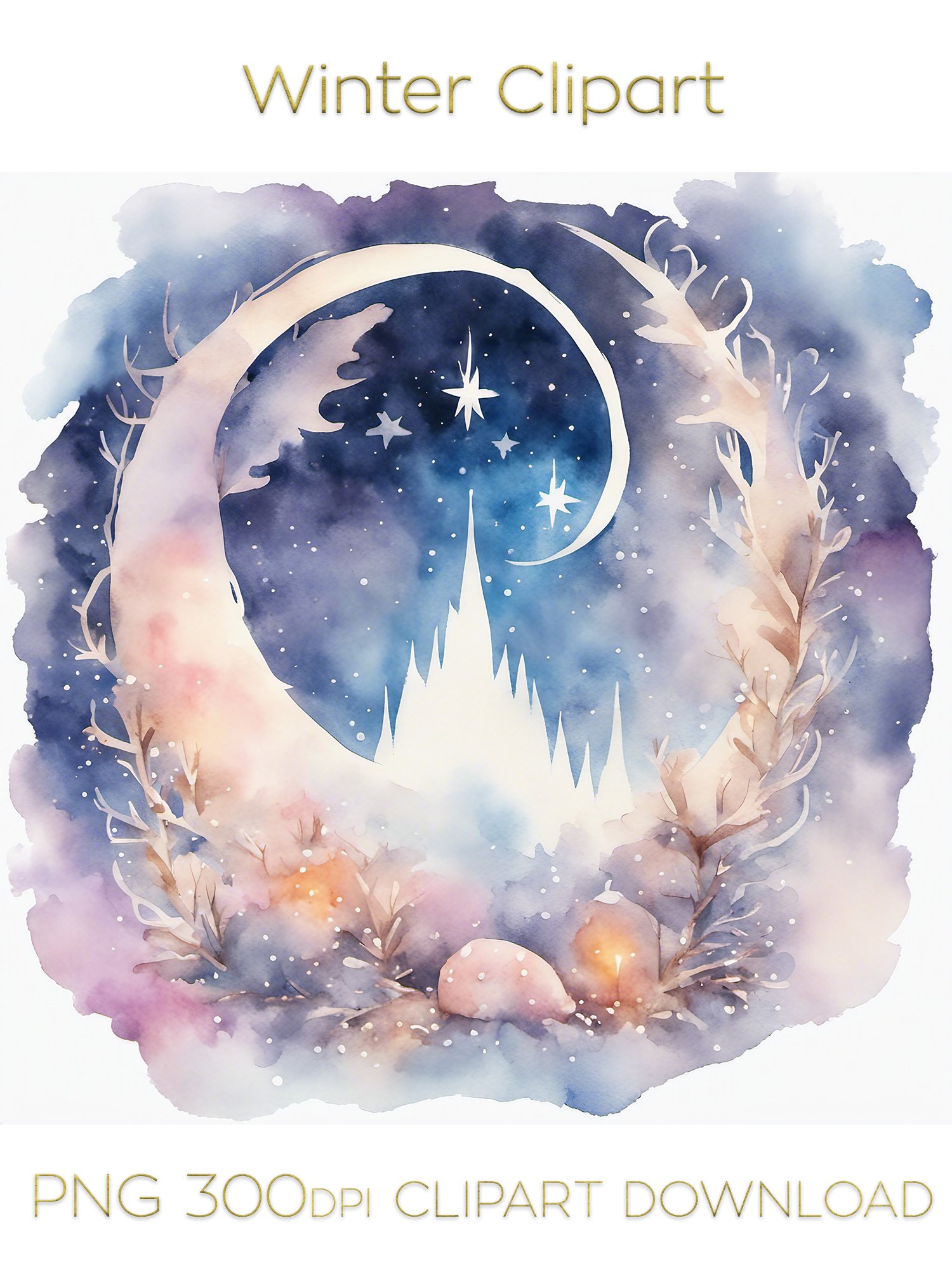 Winter Watercolor Clipart Christmas Background (2805968)