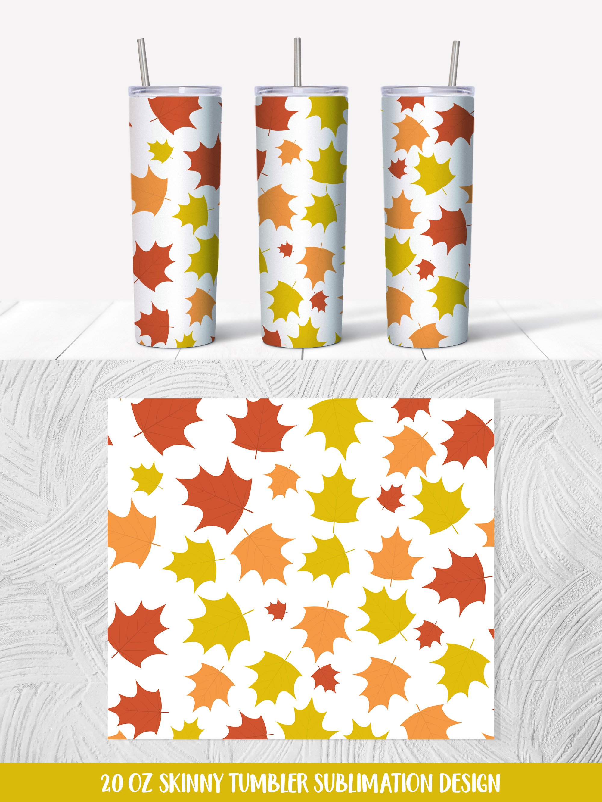 Autumn Tumbler Wrap Sublimation. Maple Leaves (2148793)