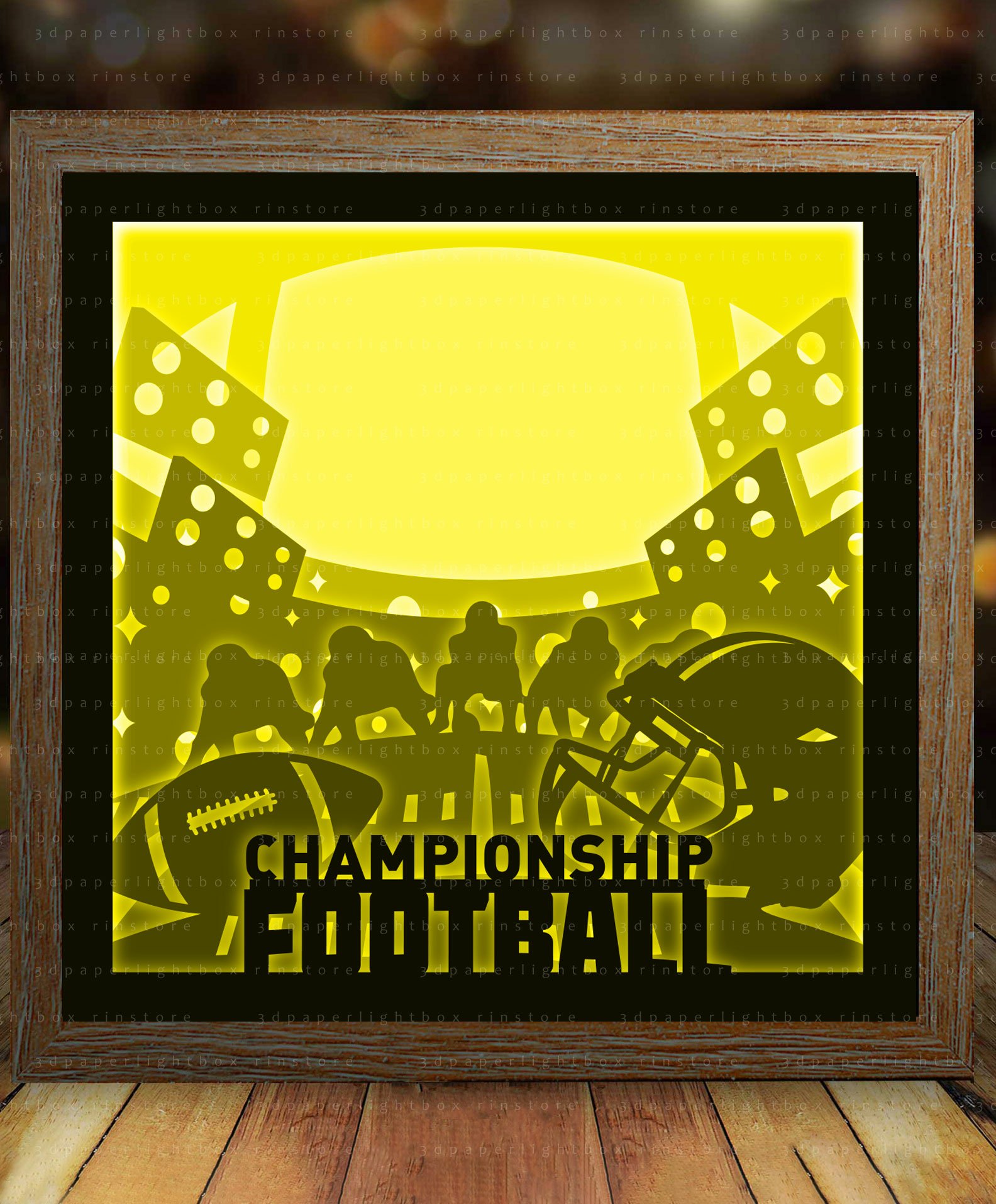 football Paper Cut Light Box Templates shadow box