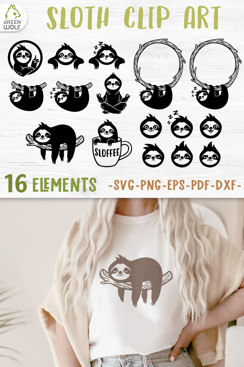 Sloth svg bundle Sloth clipart Sloth silhouette (1379871)