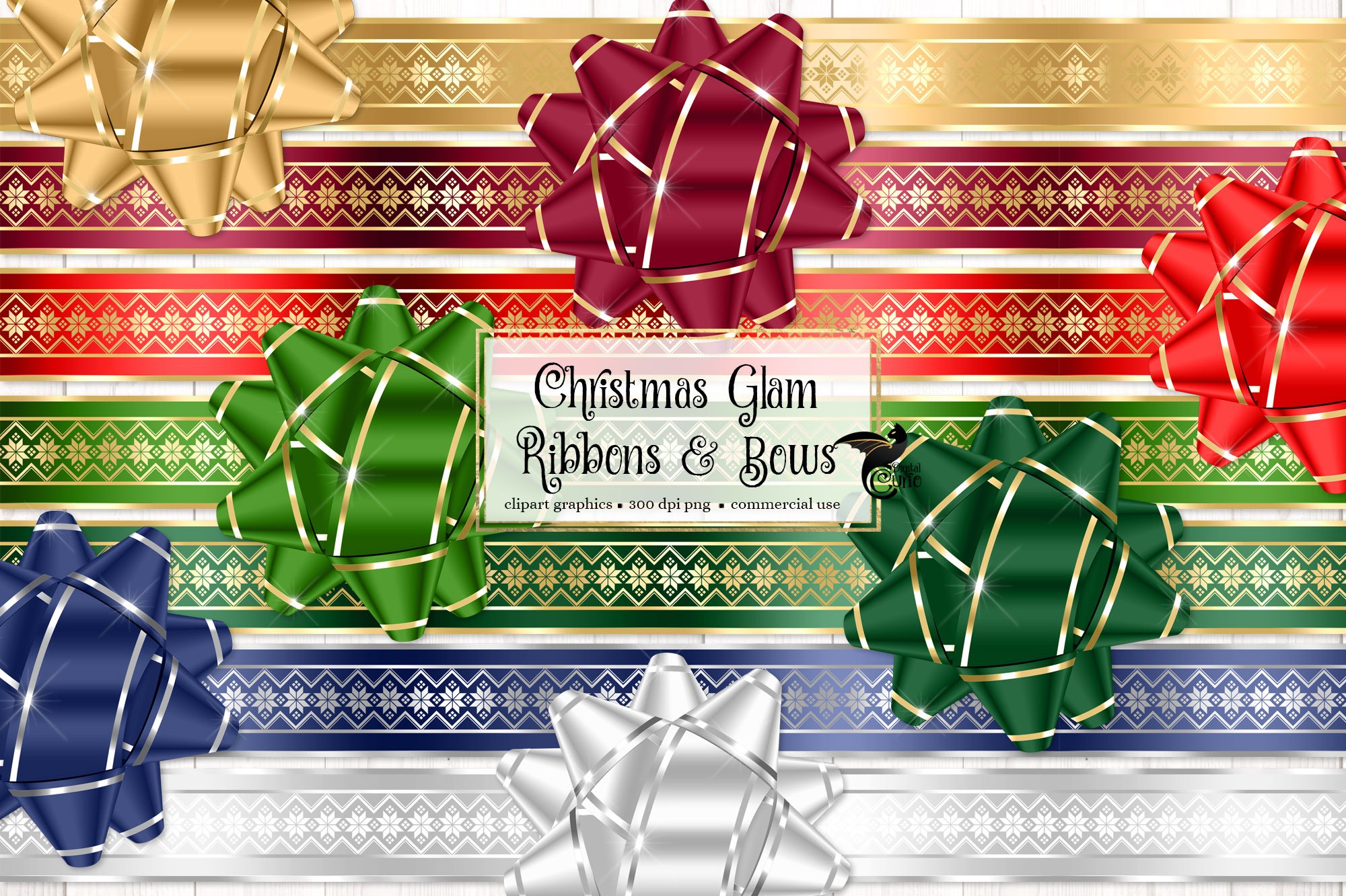 Christmas Glam Ribbons and Bows Clipart