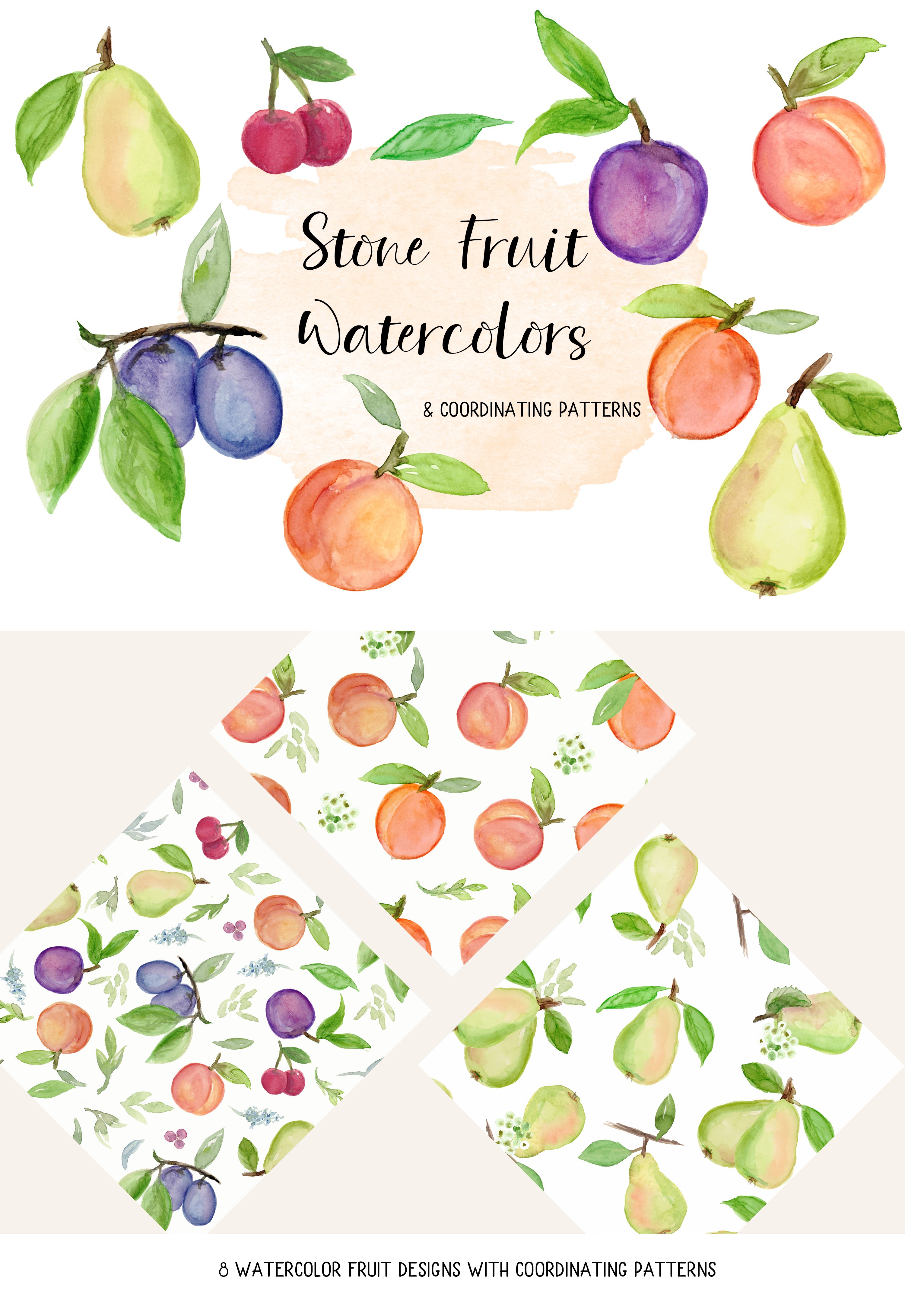 Watercolor Fruit Hand painted Clip art