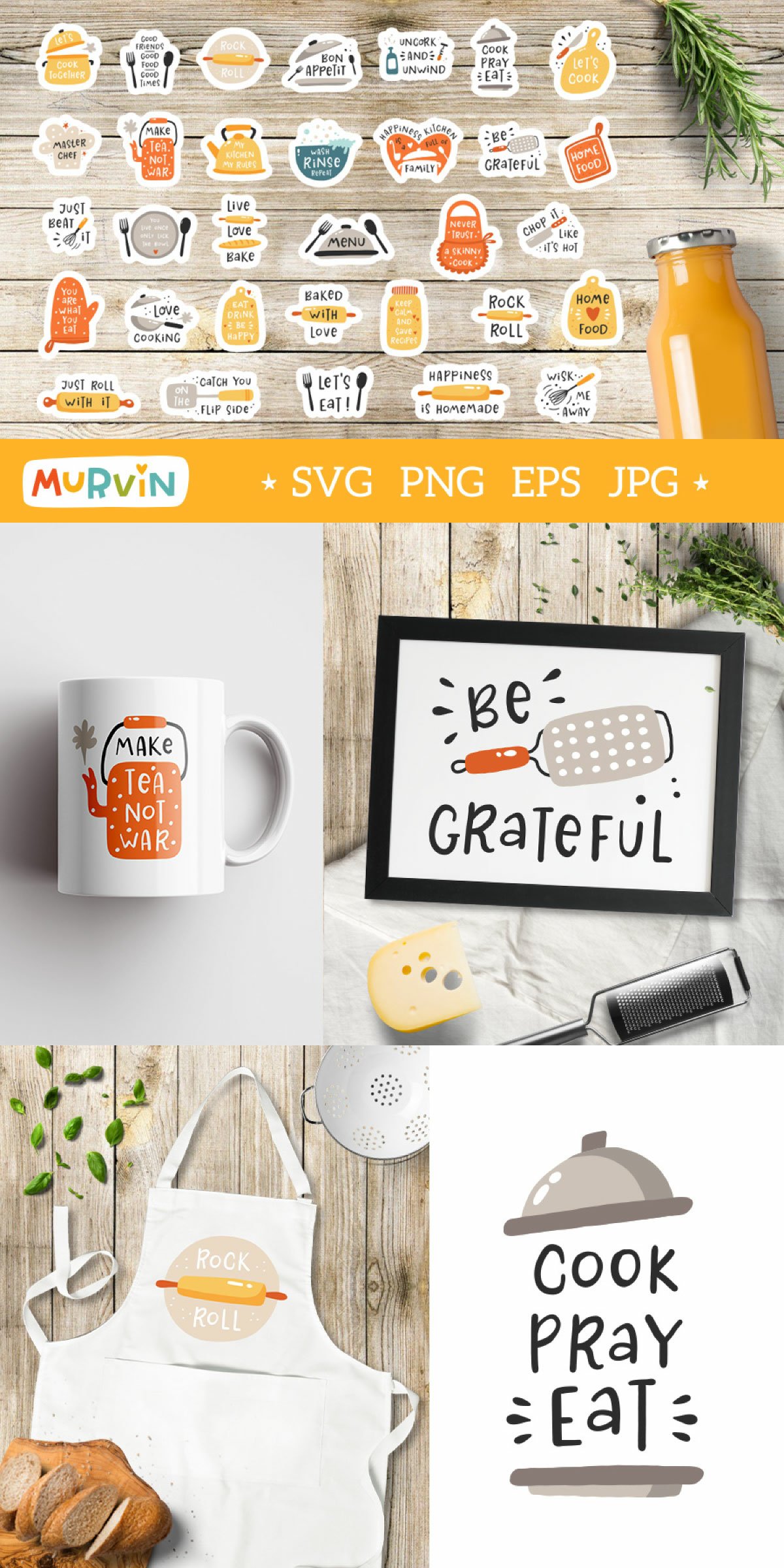 Kitchen food lettering bundle