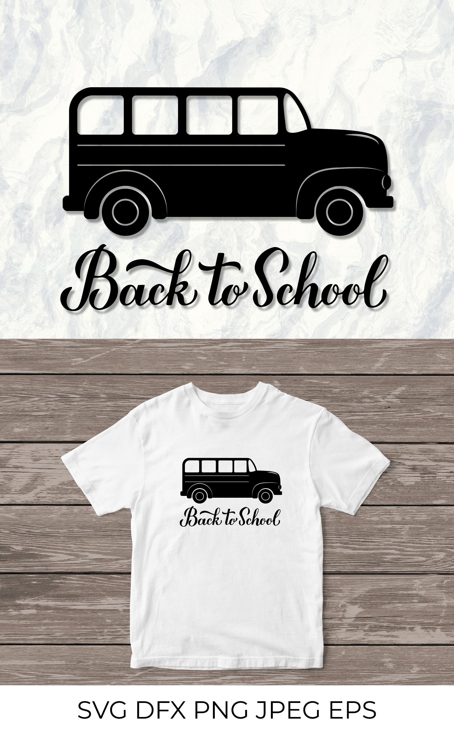 Back to school calligraphy lettering. School bus SVG