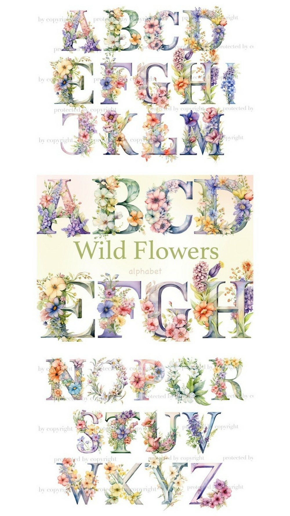 Wild Flowers Alphabet | Spring Letters