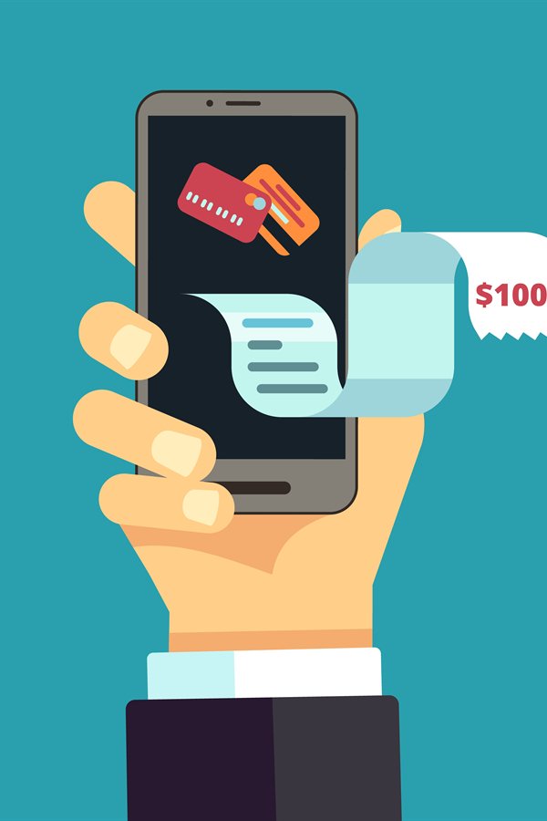 Electronic invoice. mobile receipt, online bill. digital fin