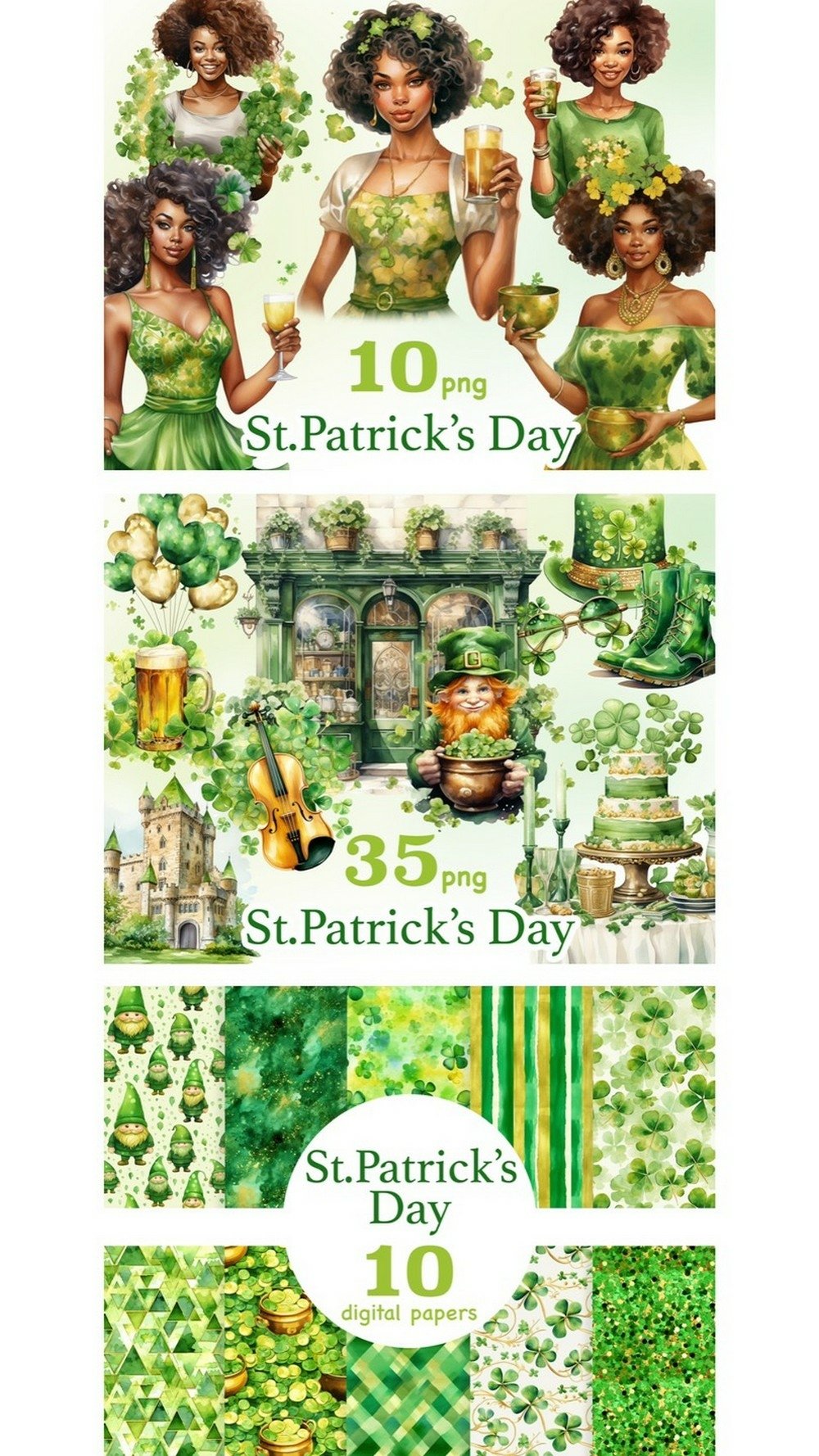 St.Patrick’s Day Clipart | Irish Black Girl Clipart