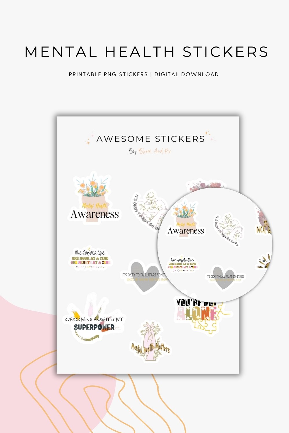 Mental Health Stickers | Printable Sticker Set