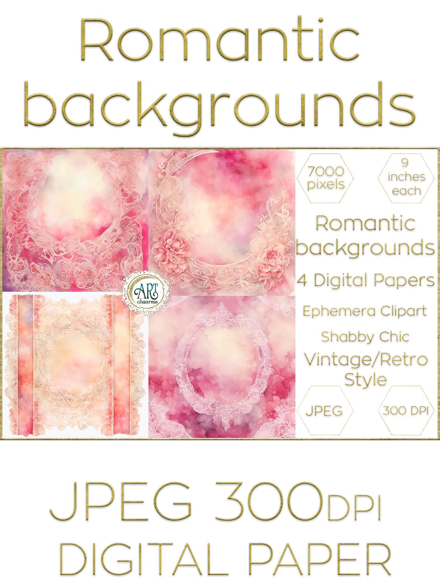 Soft Watercolor Digital Papers Romantic Pink Paper (2907541)
