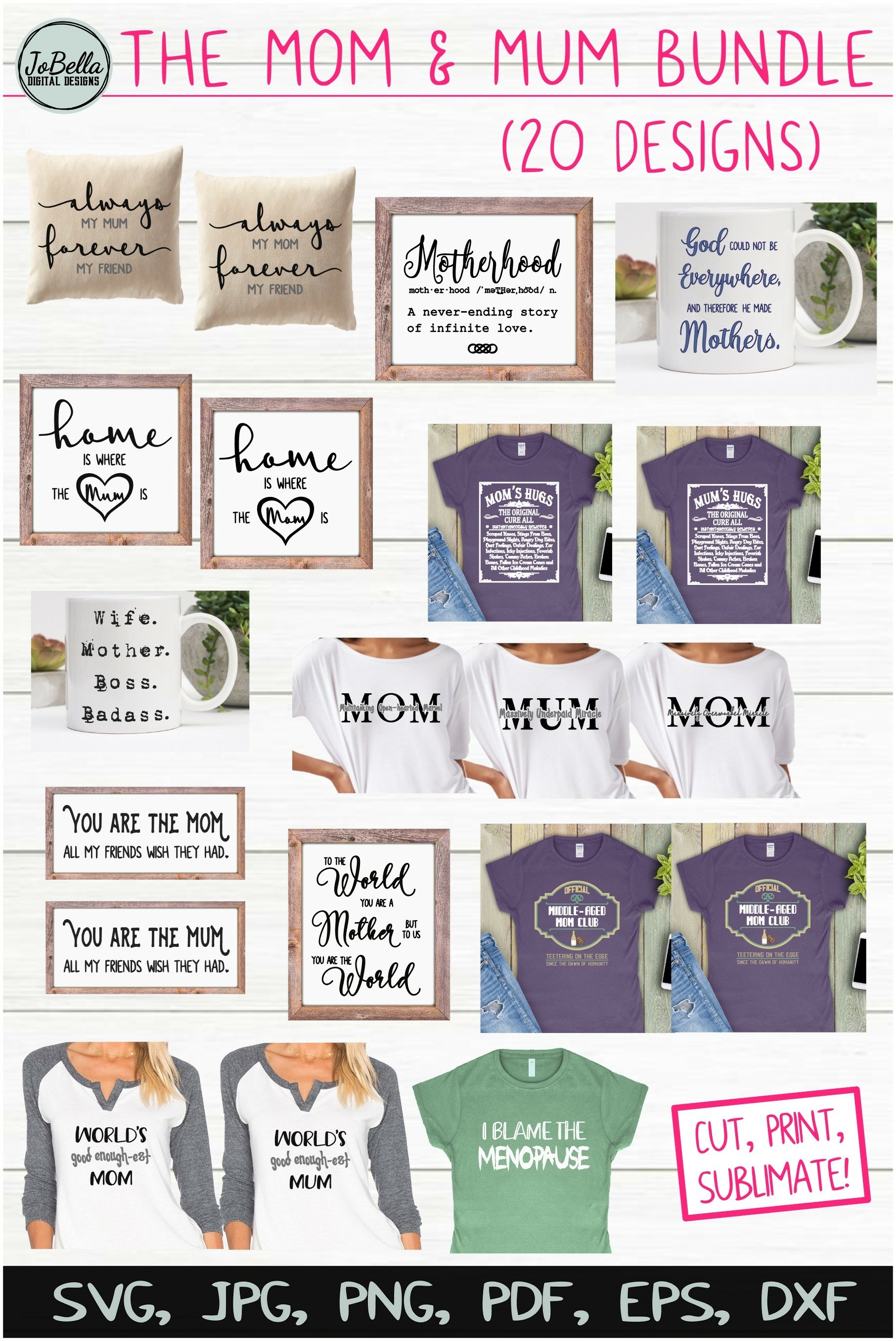 The Mom and Mum SVG Bundle | 20 Designs