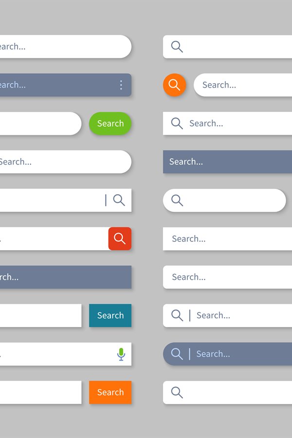 Search ui. Internet searching bars with buttons, web browser