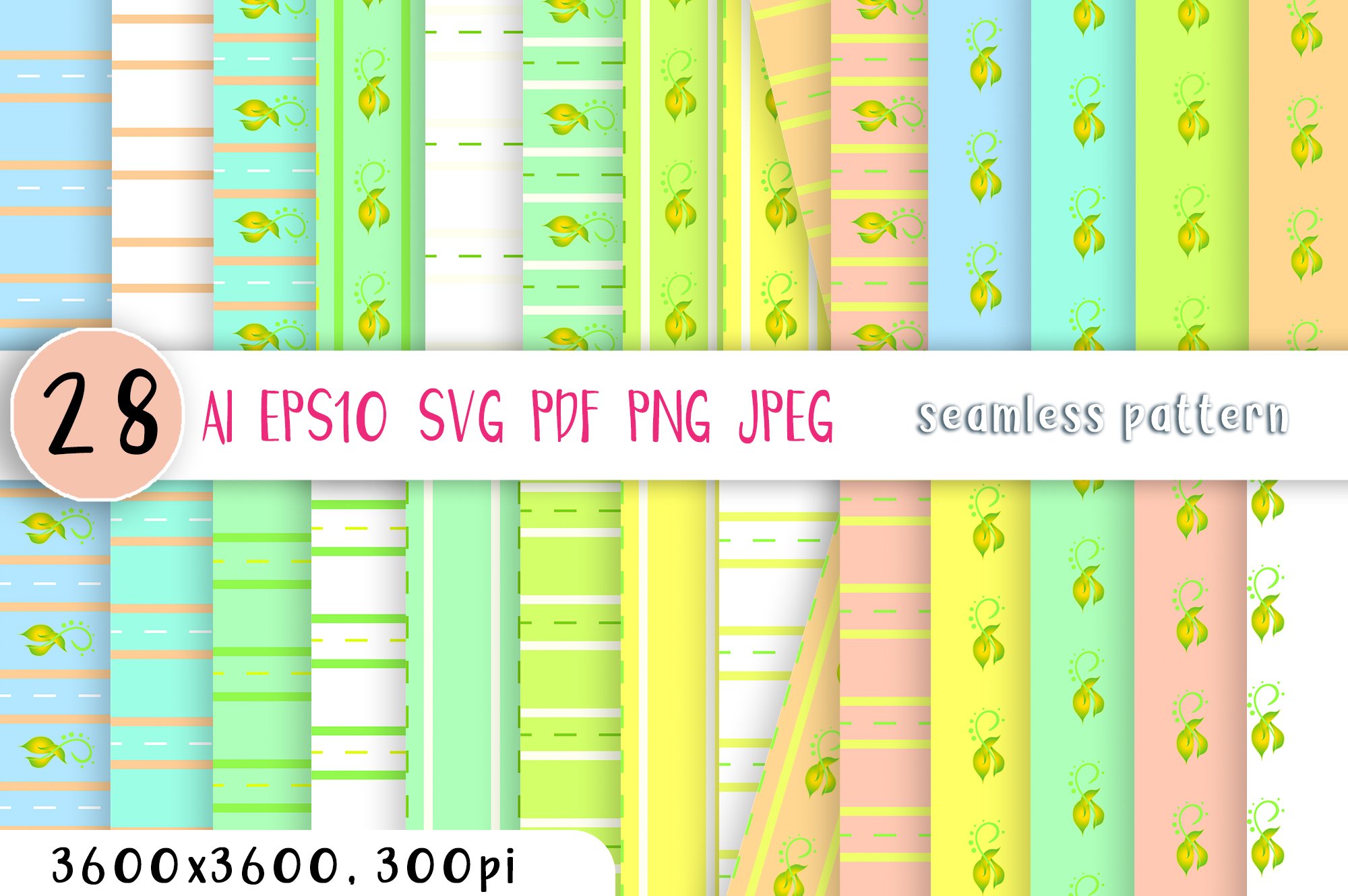 A set of seamless backgrounds/Pastel colors & Stripes