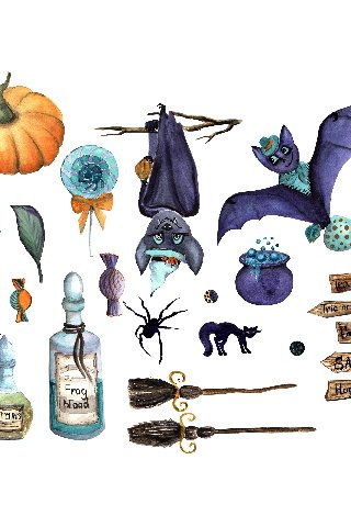 Halloween bundle. Halloween watercolor clipart