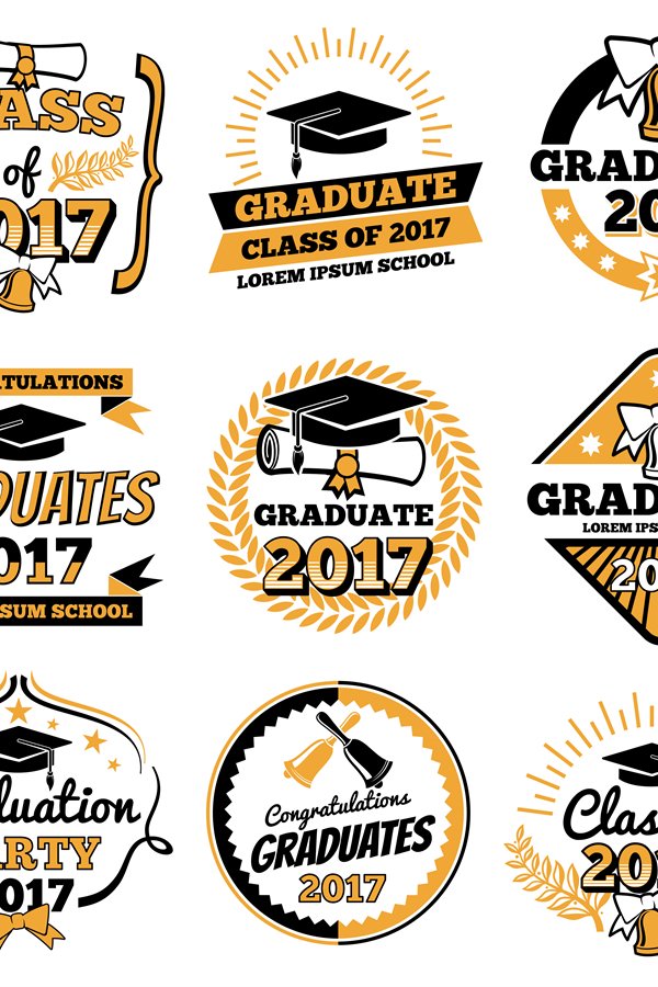 Vintage student graduate vector badges. Graduation (862773)
