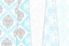 Blue and Grey Damask Patterns - Seamless Digital Papers (42777 ...