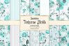 Turquoise Floral Digital Paper (475128) | Textures | Design Bundles