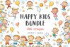 Happy Cartoon Kids Bundle, children doodle, kids clipart (111896 ...